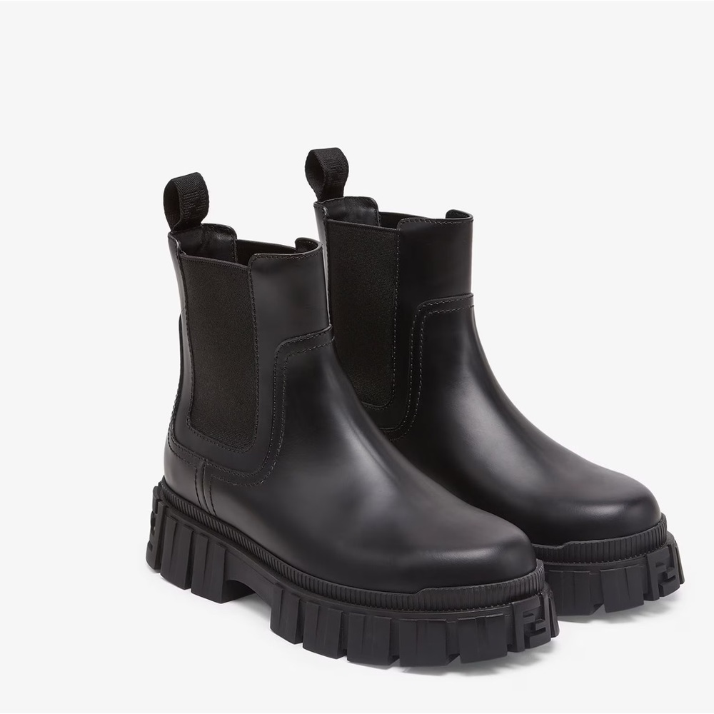 Fendi Force Black Leather Chelsea Boots - Gem